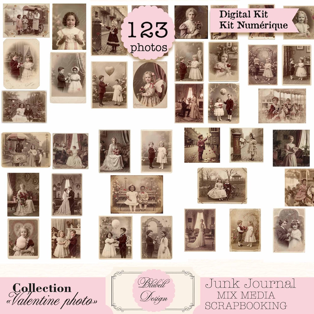Shabby Victorian Digital Paper "valentine Photo" Scrapbooking Junk ...