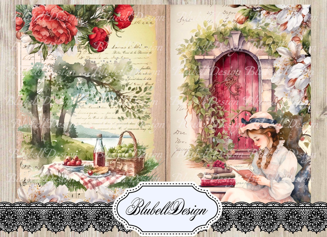 Vintage Printed Paper Kit la Ferme Des Fruits Rouges Junk Journal ...