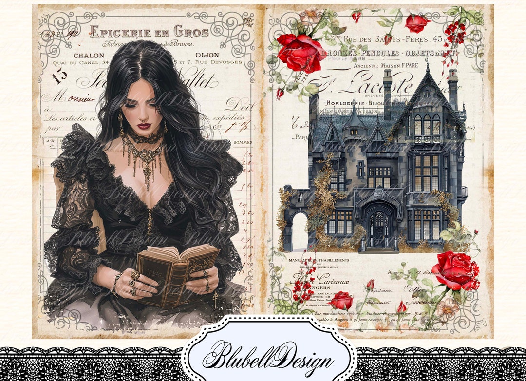 Gothic Digital Paper "academy" Scrapbooking Kit Junk Journal Printable ...