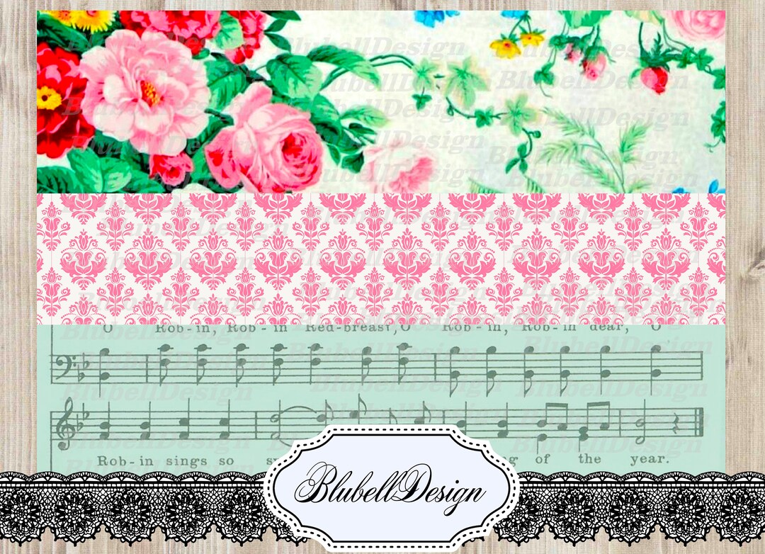 Kit 10 Vintage Printed Papers wallpaper and Border Scrapbooking Junk ...