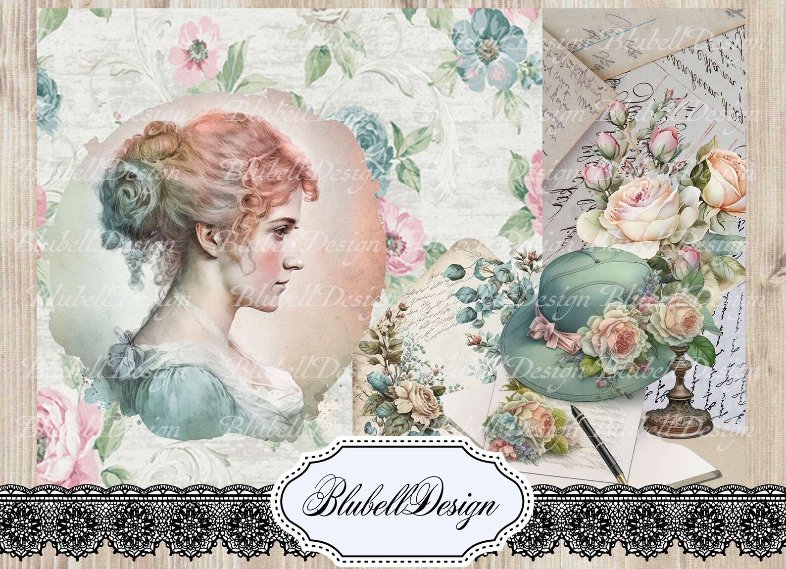 Victorian Digital Paper "victorian Letter" Scrapbooking Junk Journal ...