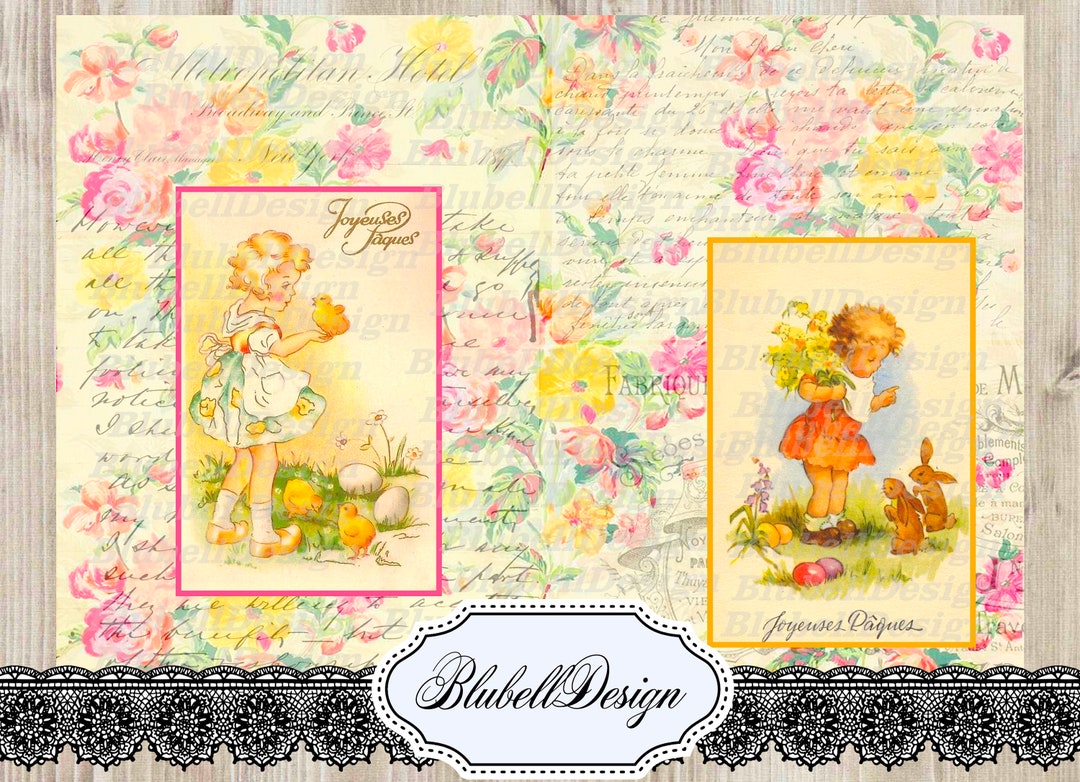 Kit 12 Vintage Printed Papers happy Easter Junk Journal Scrapbooking - Etsy