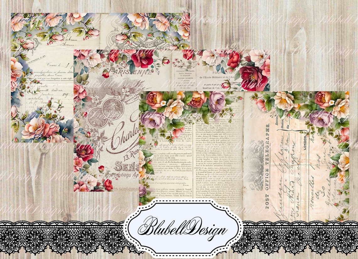 Victorian Digital Paper "reading Corner" Scrapbooking Kit Junk Journal ...