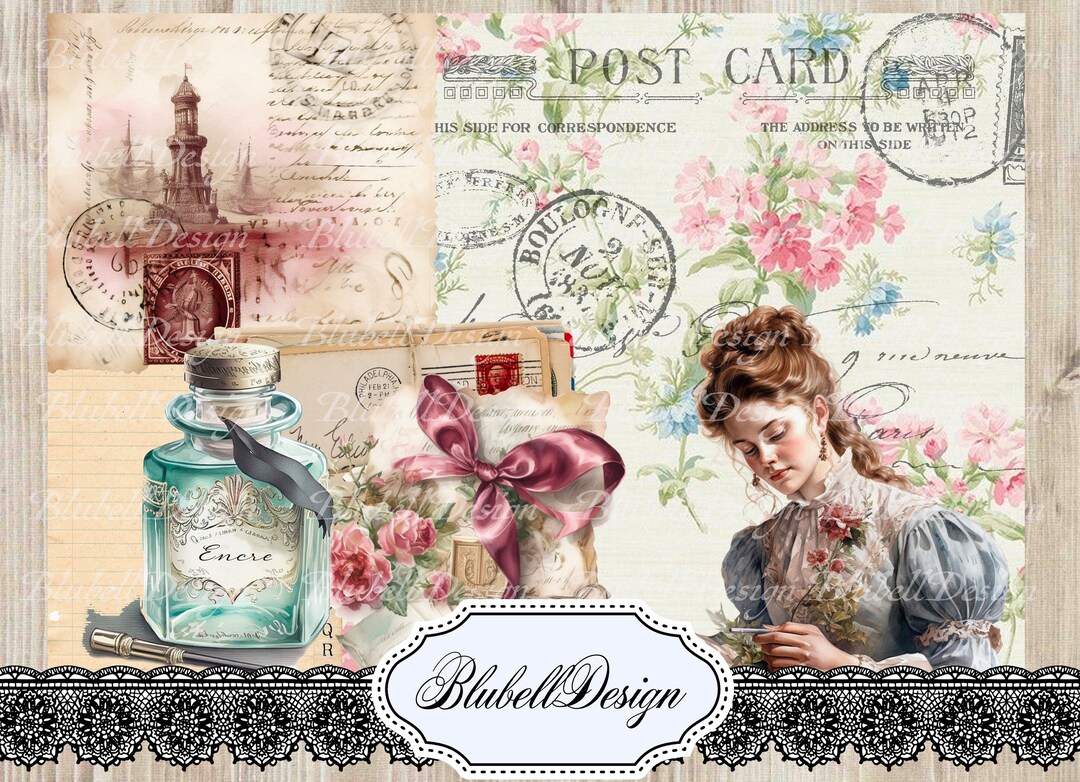 Victorian Digital Paper "victorian Letter" Scrapbooking Junk Journal ...