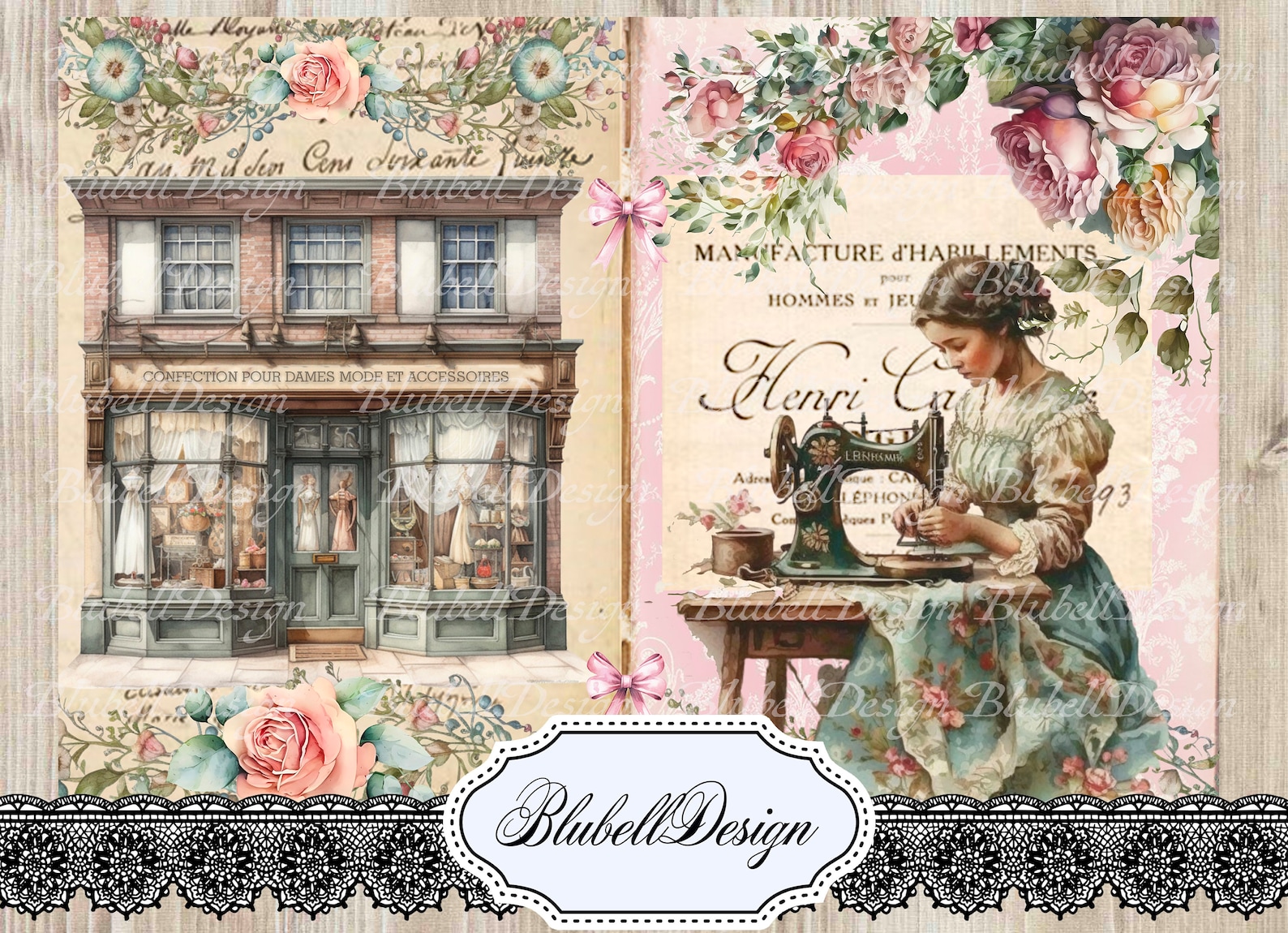 Victorian Printed Paper Kit "at the Seamstress" Junk Journal ...