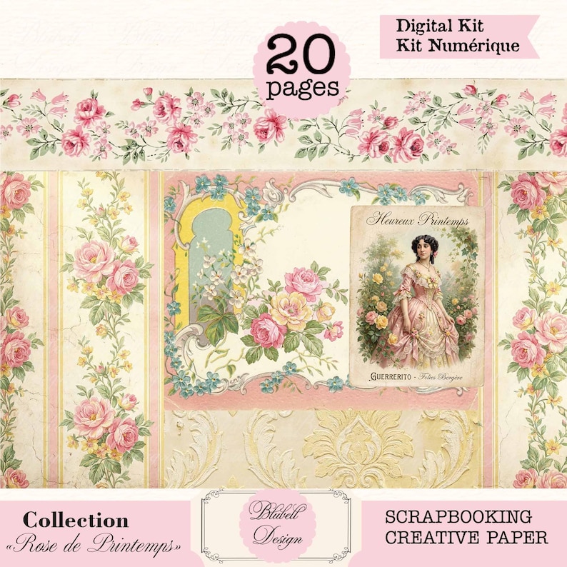 Soft Spring Digital Creative Paper "spring Rose" Scrapbooking Junk ...