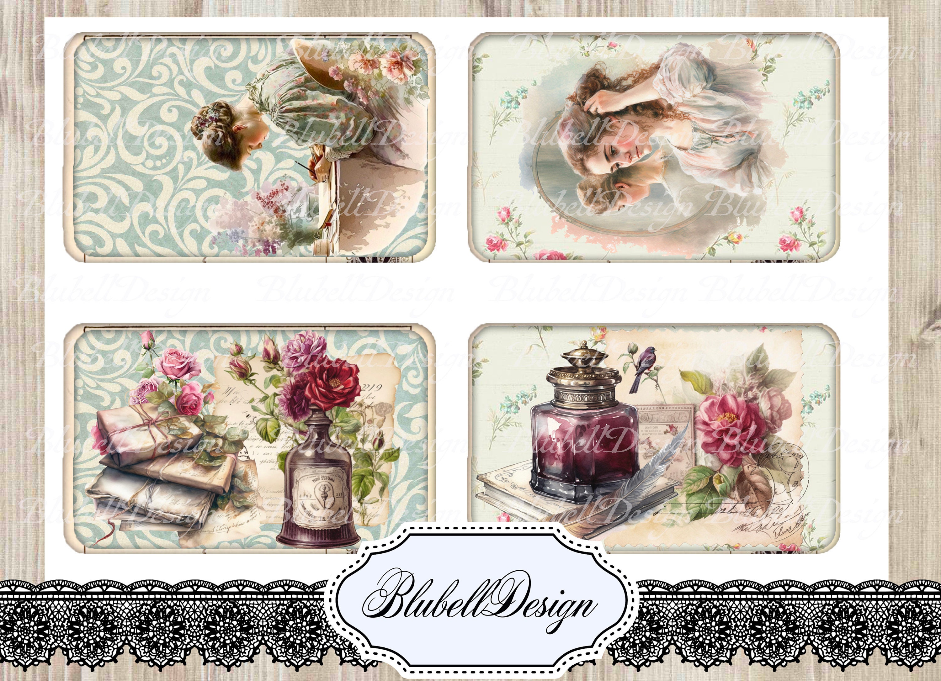 Victorian Digital Paper "victorian Letter" Scrapbooking Junk Journal ...