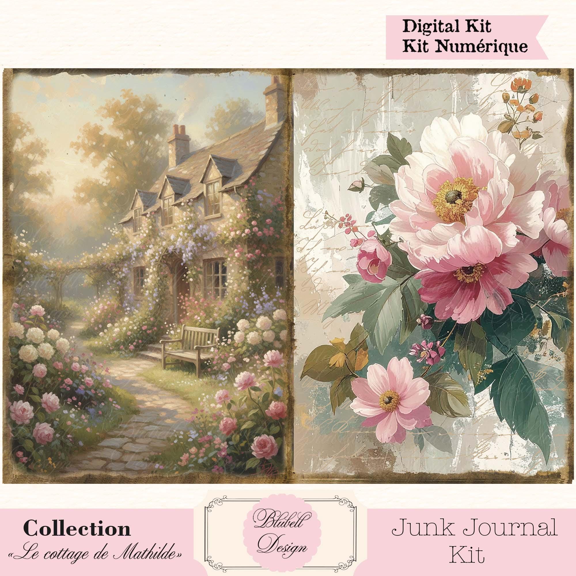 "mathilde's Cottage" Rustic Digital Paper Scrapbooking Kit Junk Journal ...