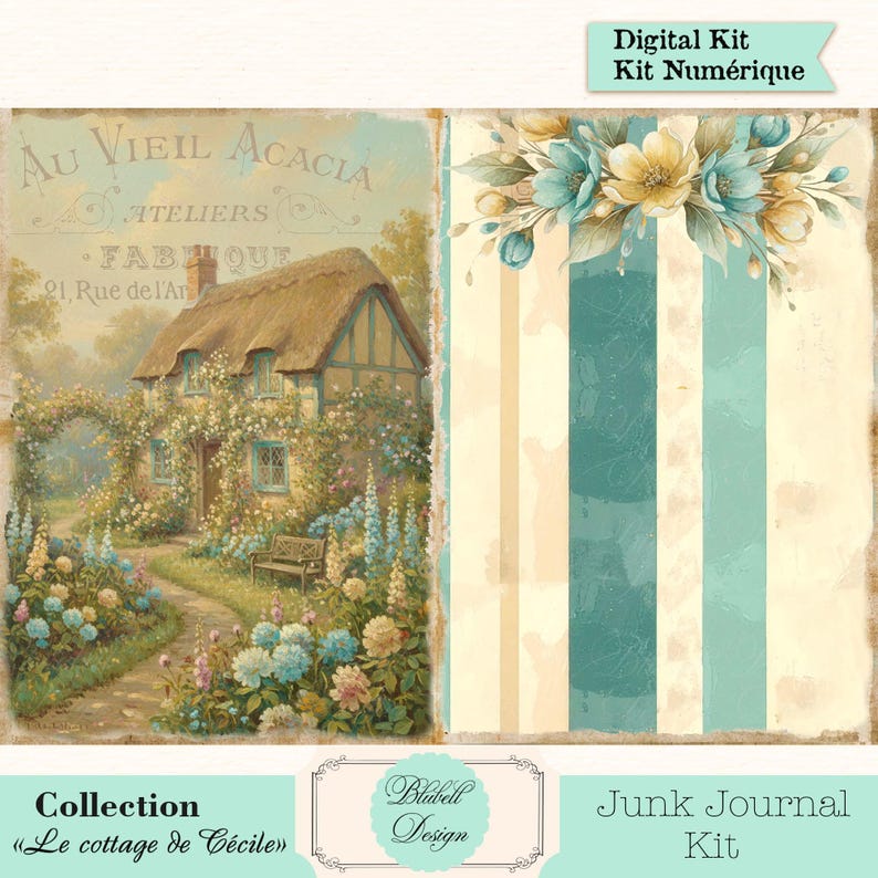 Rustic Digital Paper "cécile's Cottage" Scrapbooking Junk Journal ...