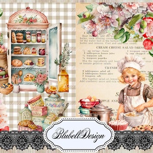 Vintage Digital Paper mom's Kitchen Scrapbooking Kit Junk Journal ...