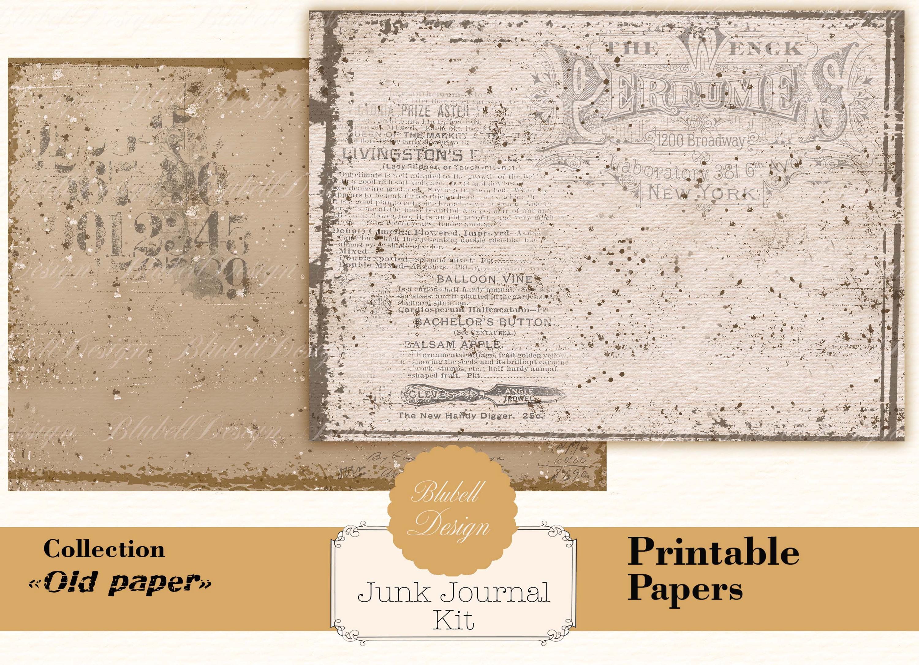Basic Digital Paper "old Paper" Scrapbooking Kit Junk Journal Printable ...