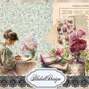 Victorian Digital Paper "victorian Letter" Scrapbooking Junk Journal ...