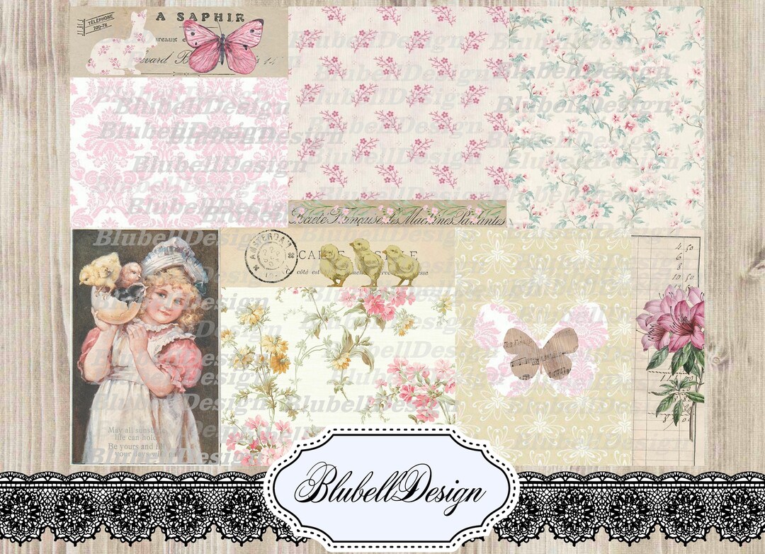 Pastel Vintage Printed Paper Kit easter Collages - Etsy