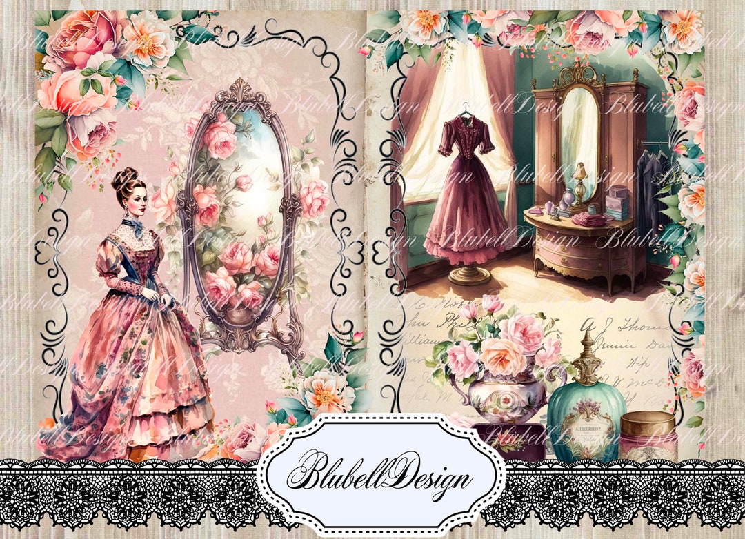 Victorian Digital Paper "makeover" Scrapbooking Kit Junk Journal ...