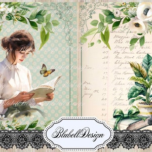 "green Nature" Printed Paper Kit, Junk Journal Scrapbooking Kit - Etsy