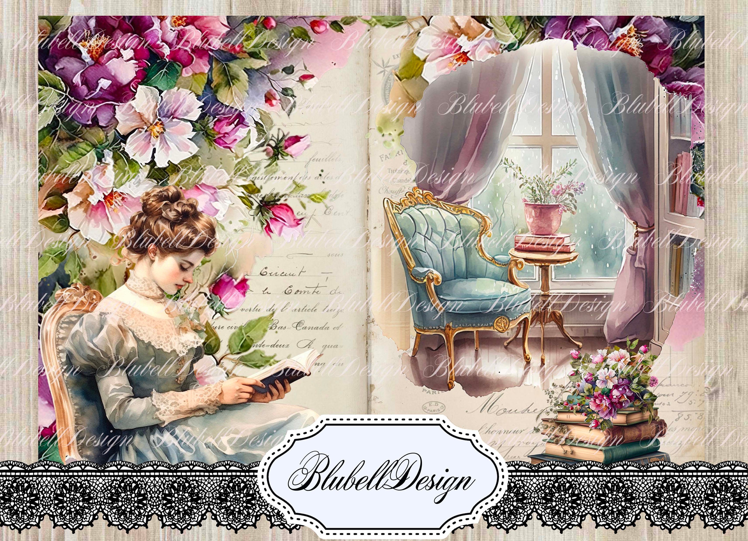 Victorian Digital Paper "reading Corner" Scrapbooking Kit Junk Journal ...