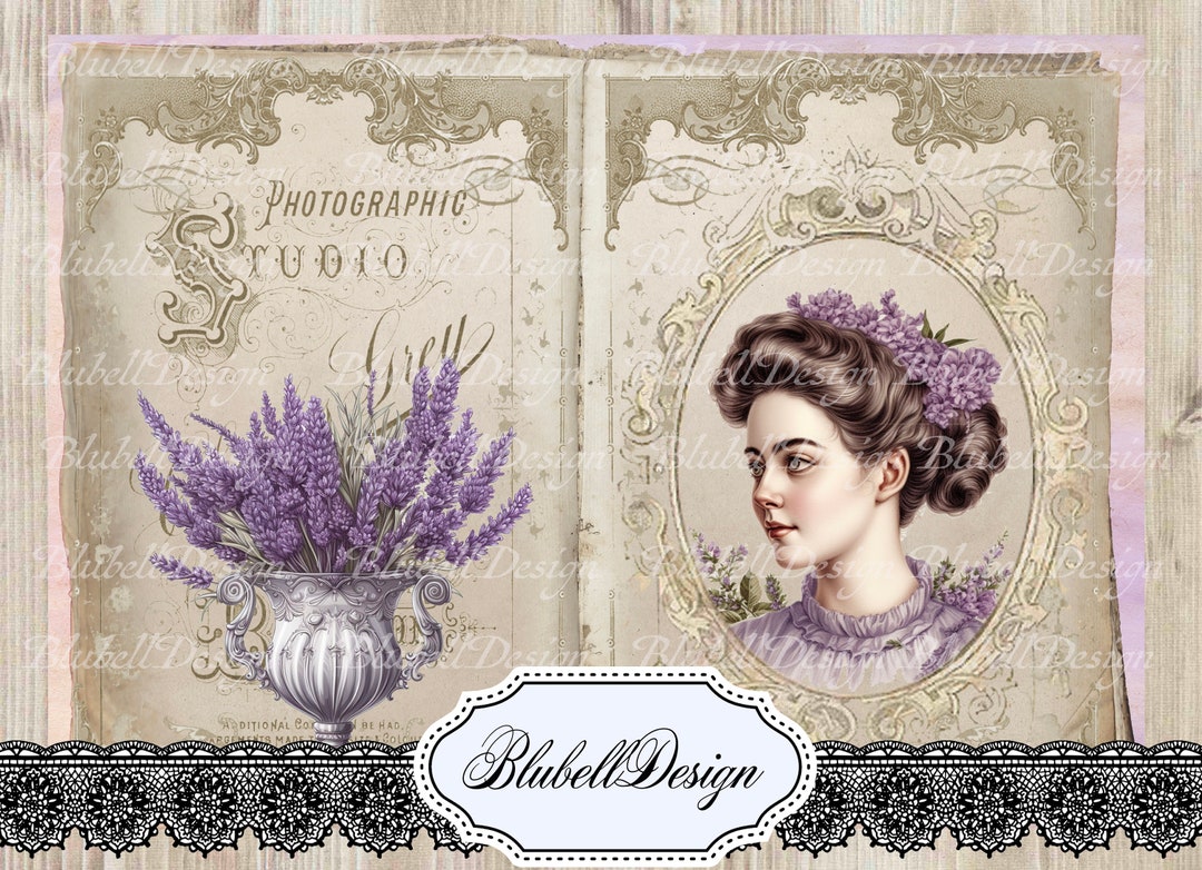 Vintage Digital Paper "lavender" Scrapbooking Junk Journal Kit ...