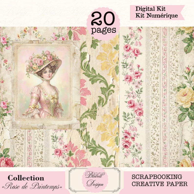 Soft Spring Digital Creative Paper "spring Rose" Scrapbooking Junk ...
