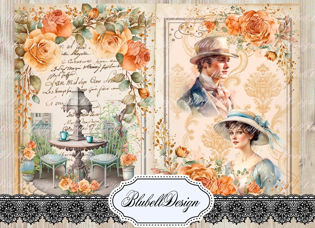 Victorian Digital Paper "victorian Romance" Scrapbooking Kit Junk ...