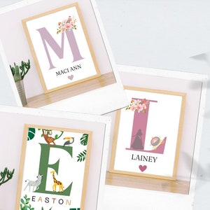 PRINTABLE Set of 2 Custom Flower Name Print Wall Art for - Etsy