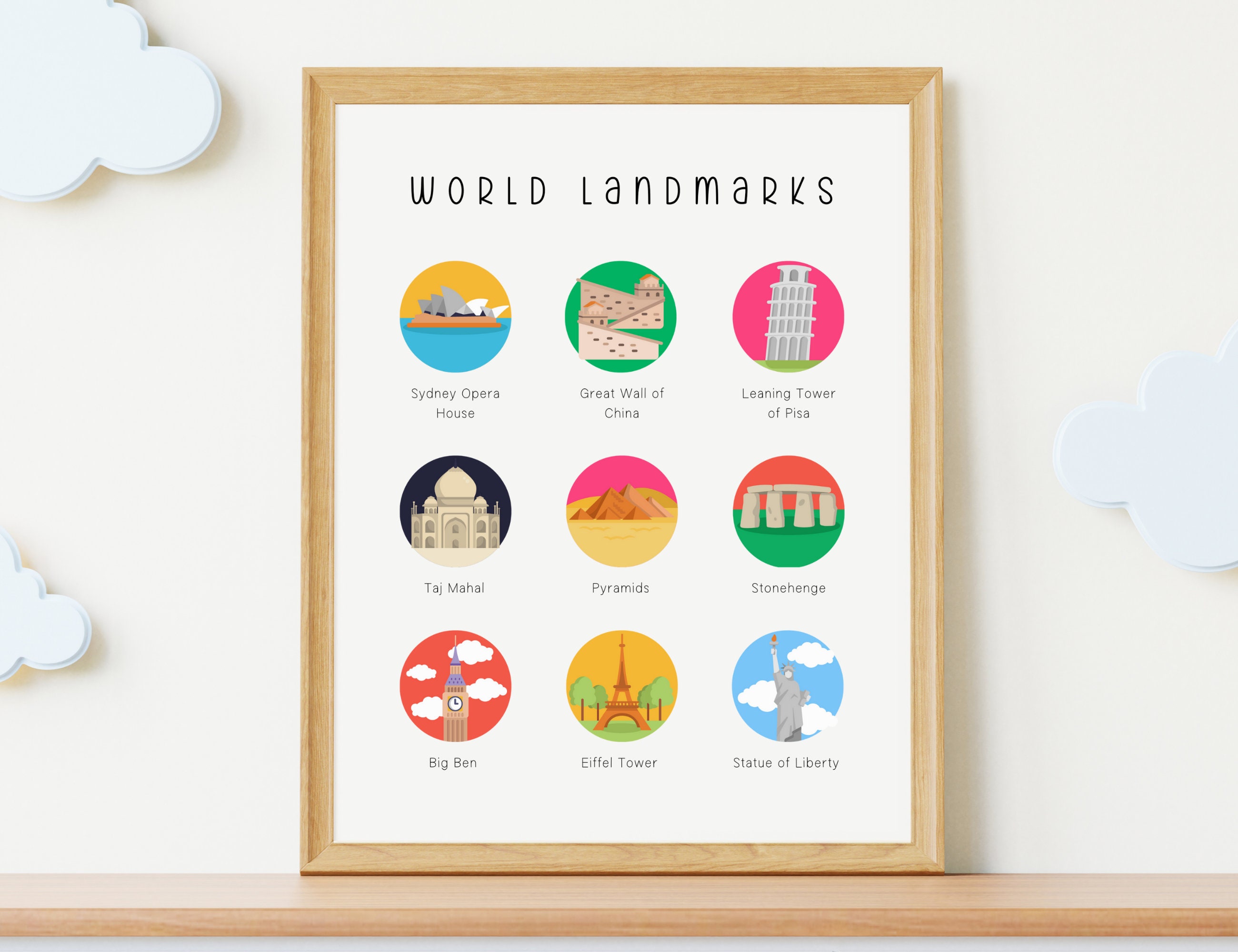 World Landmark Educational Printable for Kids, INSTANT DOWNLOAD ...