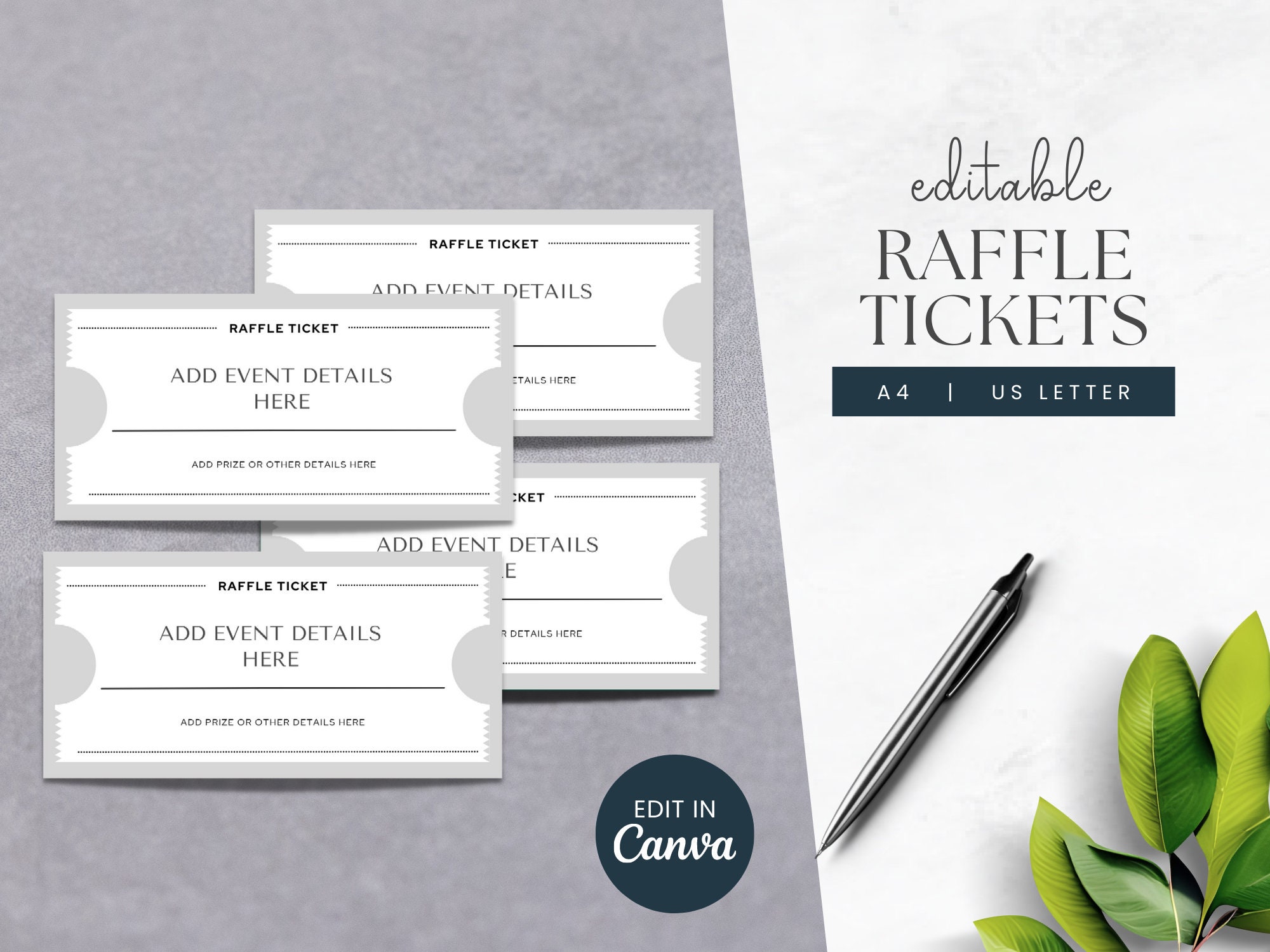 Editable Raffle Ticket CANVA TEMPLATE Printable Prize Draw - Etsy UK