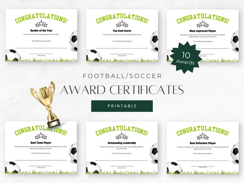 Printable Soccer Certificates, End of Season Football Award Certificate ...
