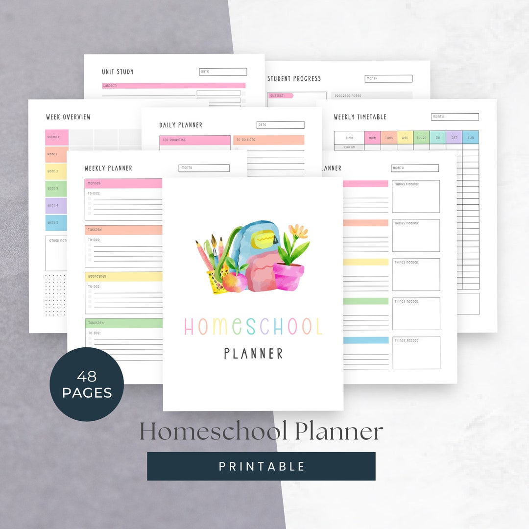 Homeschool Planner, Printable Study Planner, Daily Routine, Lesson ...