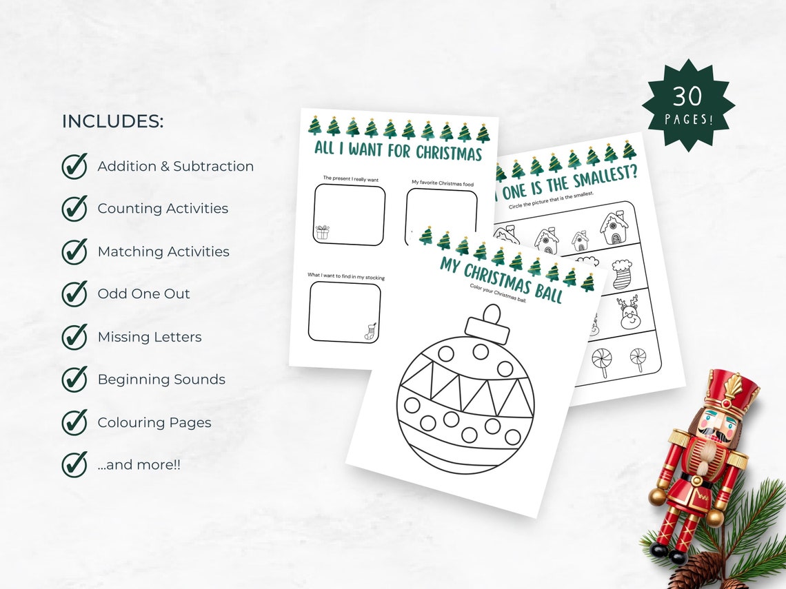 30 Printable Christmas Kids Activities, Fun Christmas Worksheets ...