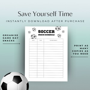 Soccer Game Day Snack Schedule, Coach Printable, Sports Schedule, Team ...