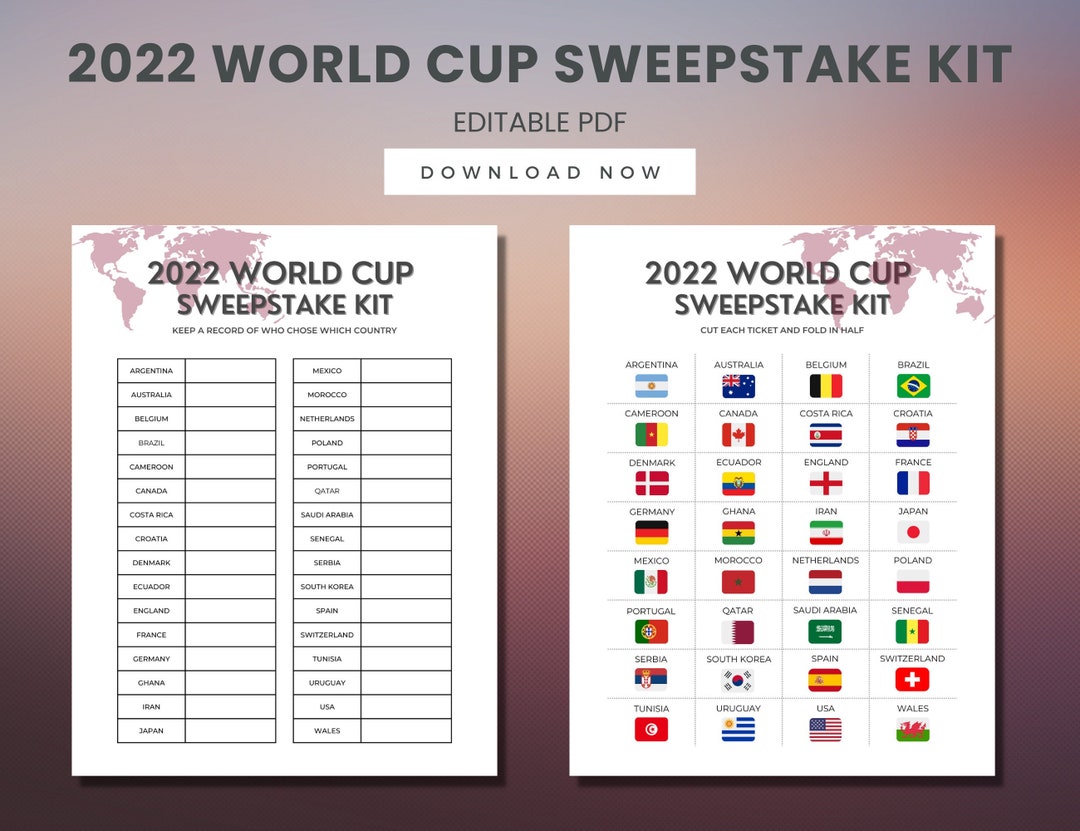 2022 World Cup Sweepstake Kit Fifa World Cup Qatar 2022 Etsy España