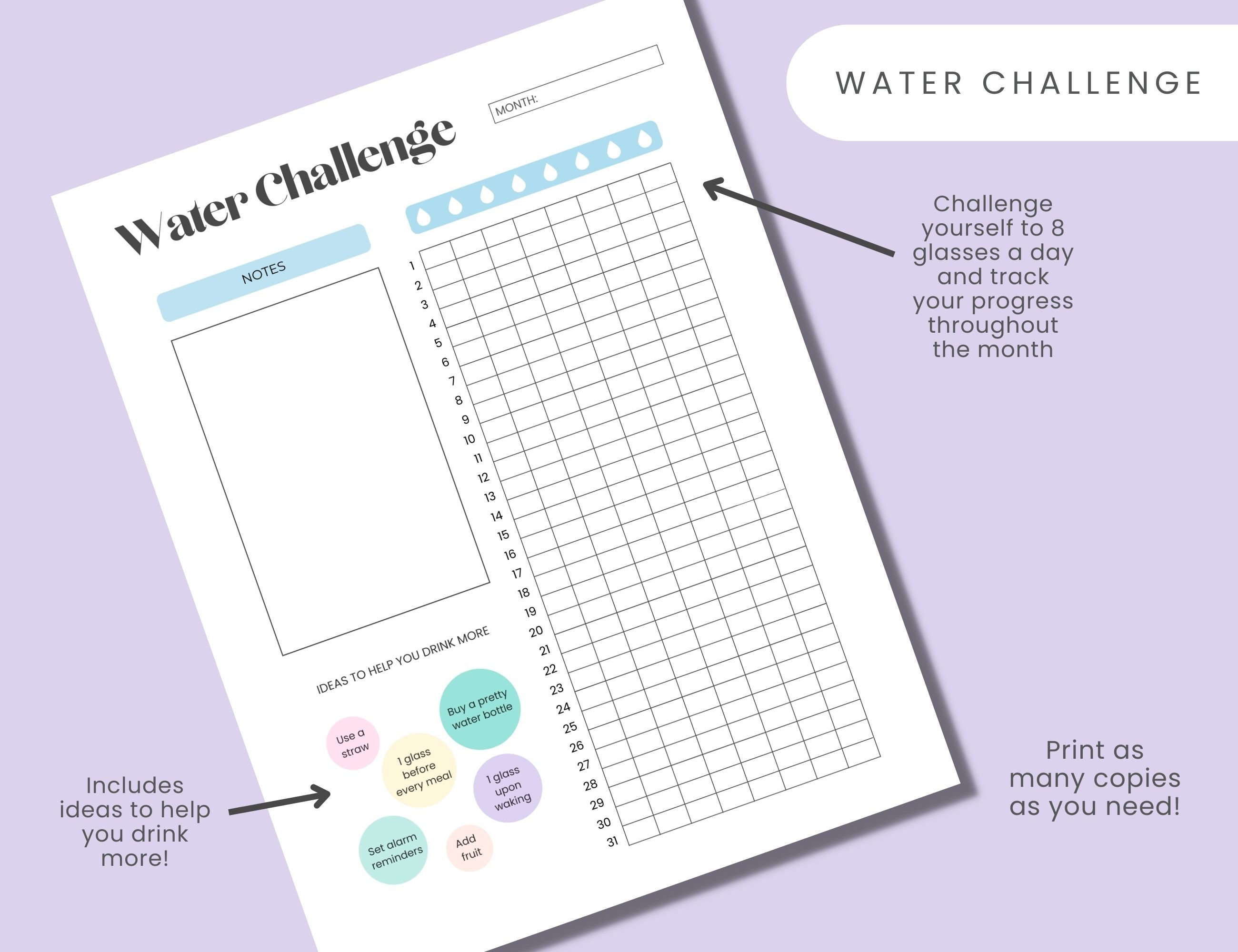Printable Food & Water Tracker, Daily Food Journal, Water Intake ...