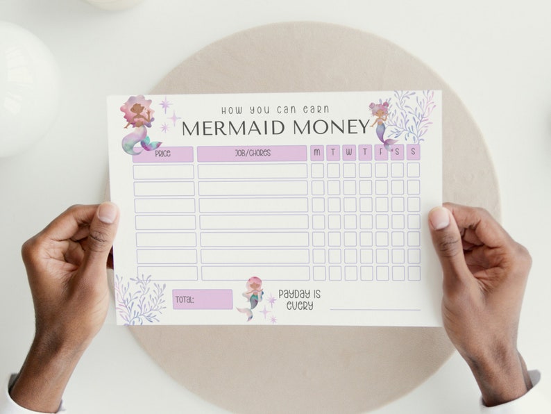 Mermaid Chore Chart for Kids Printable Daily Responsibility - Etsy