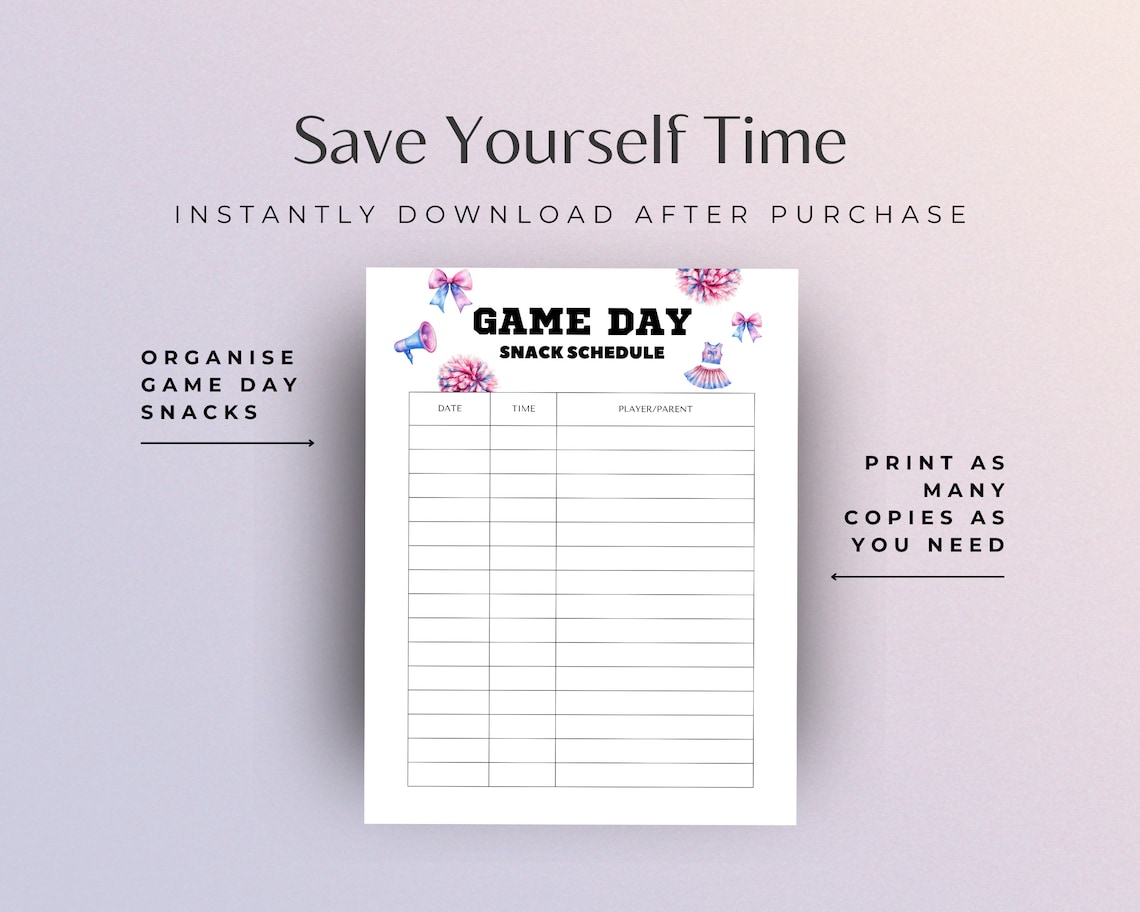 Cheerleading Game Day Signs, Snack Sign up Sheet, Cheer Mom Template ...
