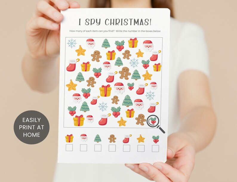 Christmas I Spy Printable Game, DIGITAL DOWNLOAD, Classroom Activity ...