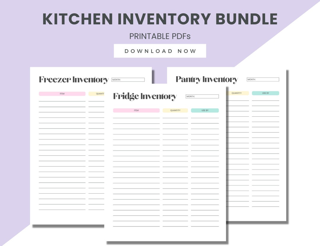 Kitchen Inventory Bundle, Freezer Inventory, Fridge Organization ...