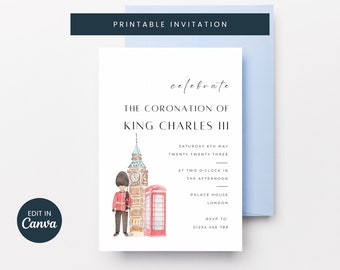 Editable King Charles III Coronation Party Invitation - Etsy UK