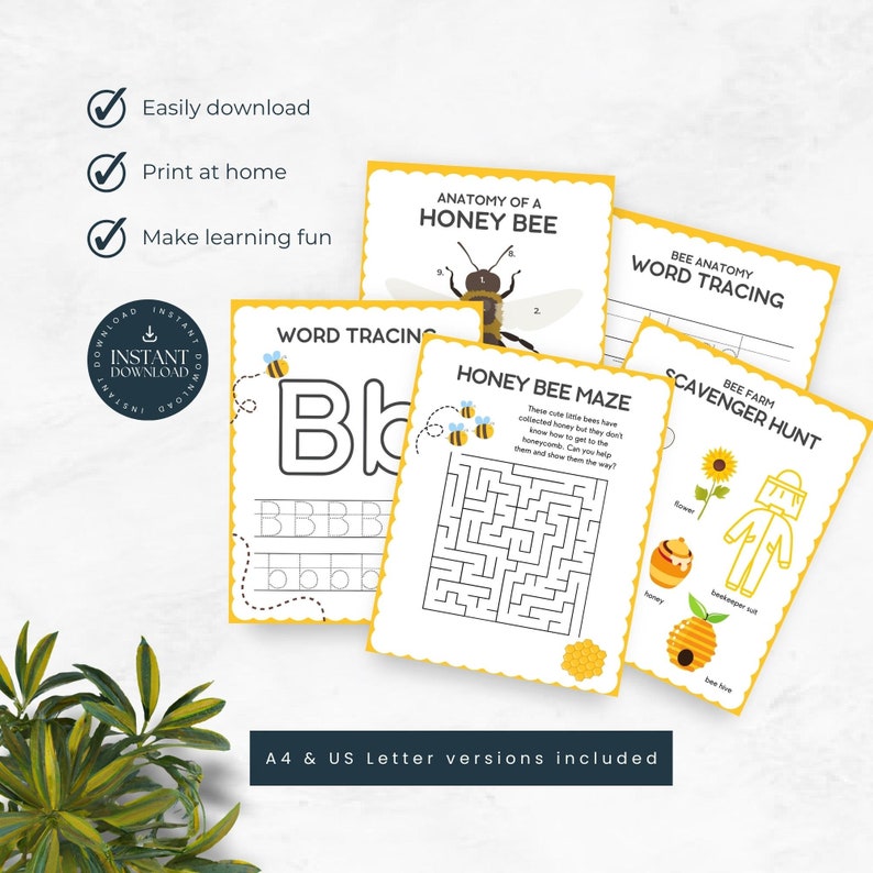 Printable Bee Activity Bundle, Homeschool Honey Bee Learning Pack ...