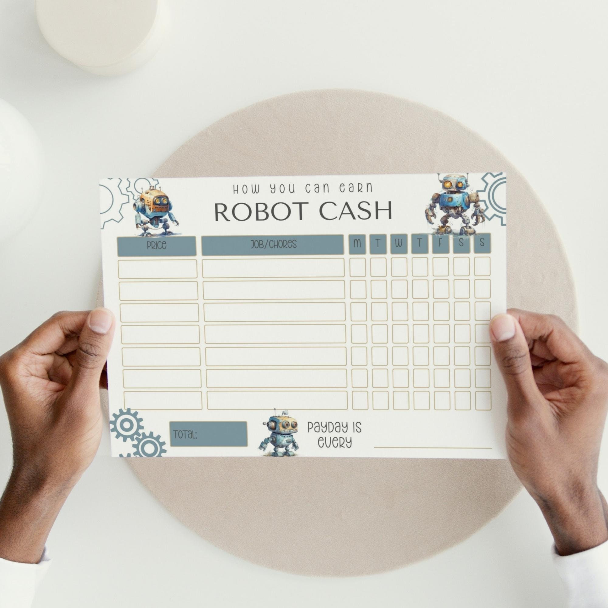 Robot Reward Chart, Kids Chore Chart to Earn Money, Allowance Tracker ...