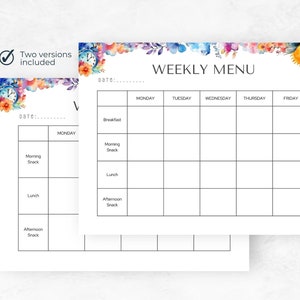 Editable Weekly Daycare Menu, Printable Homeschool Menu, Template for ...