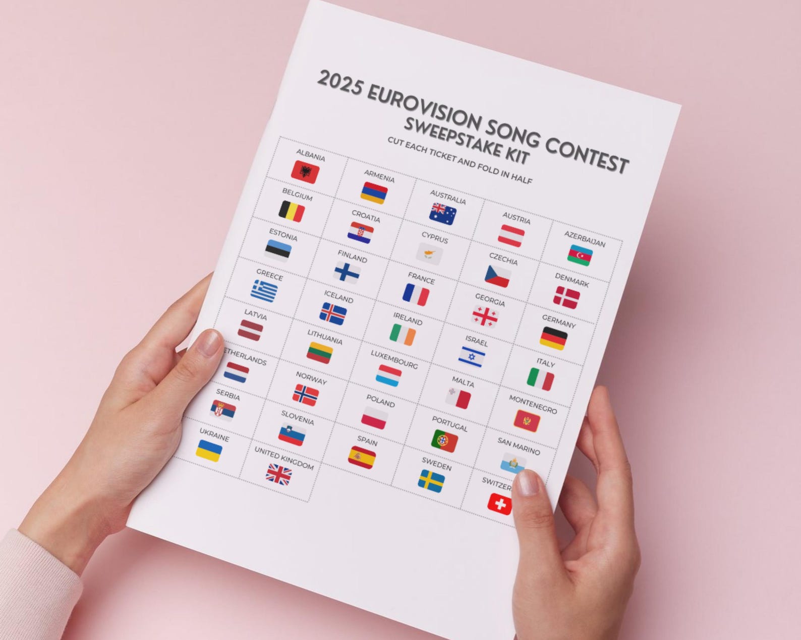 2025 Eurovision Song Contest, Printable Sweepstake Kit, Eurovision ...