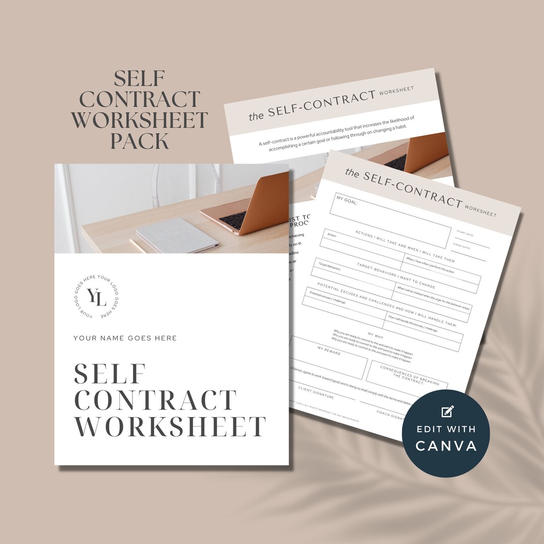 Self Contract Client Worksheet, CANVA TEMPLATE, Coaching Resources for ...
