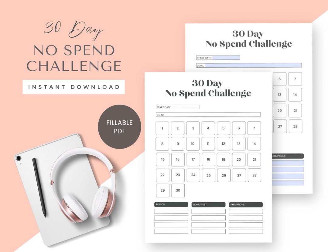 30 Day No Spend Challenge, DIGITAL DOWNLOAD, Savings Tracker, Printable ...
