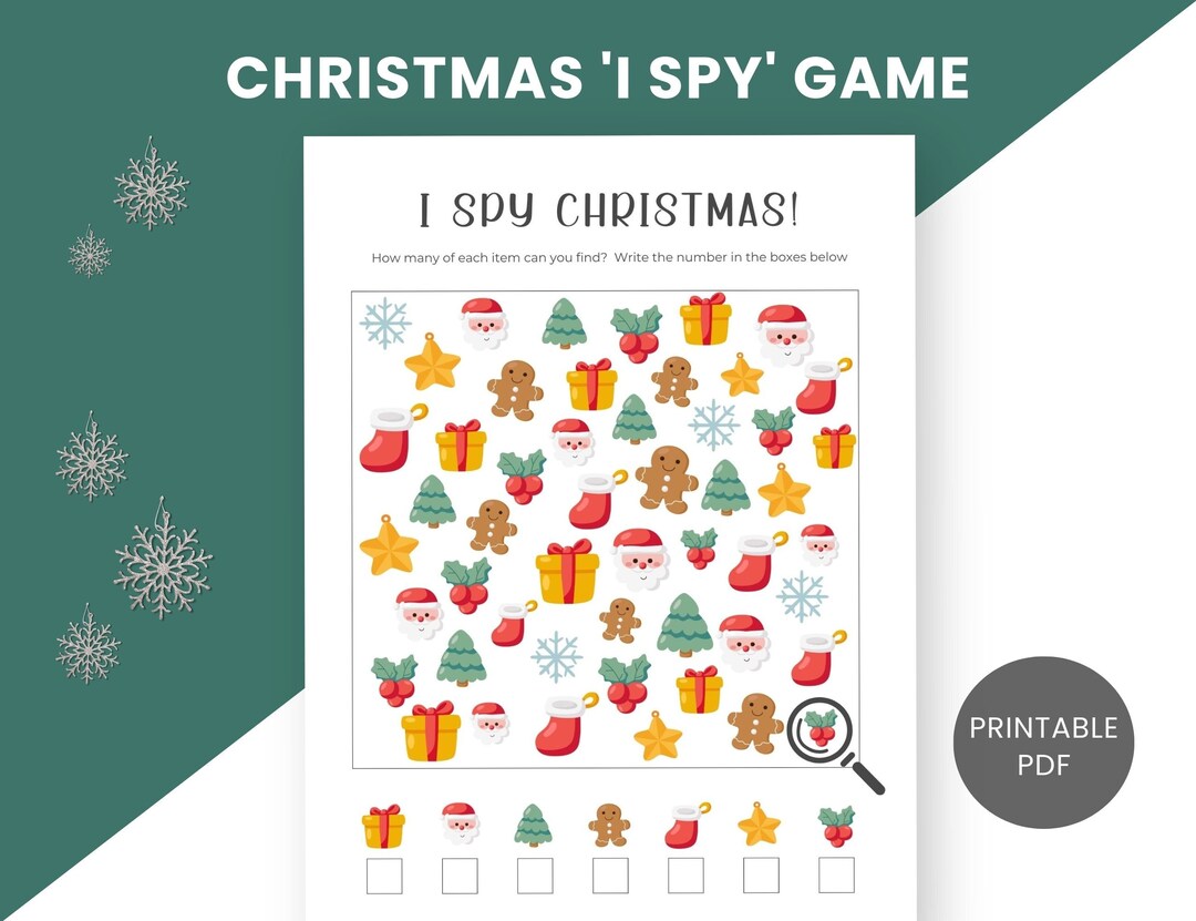 Christmas I Spy Printable Game, DIGITAL DOWNLOAD, Classroom Activity ...