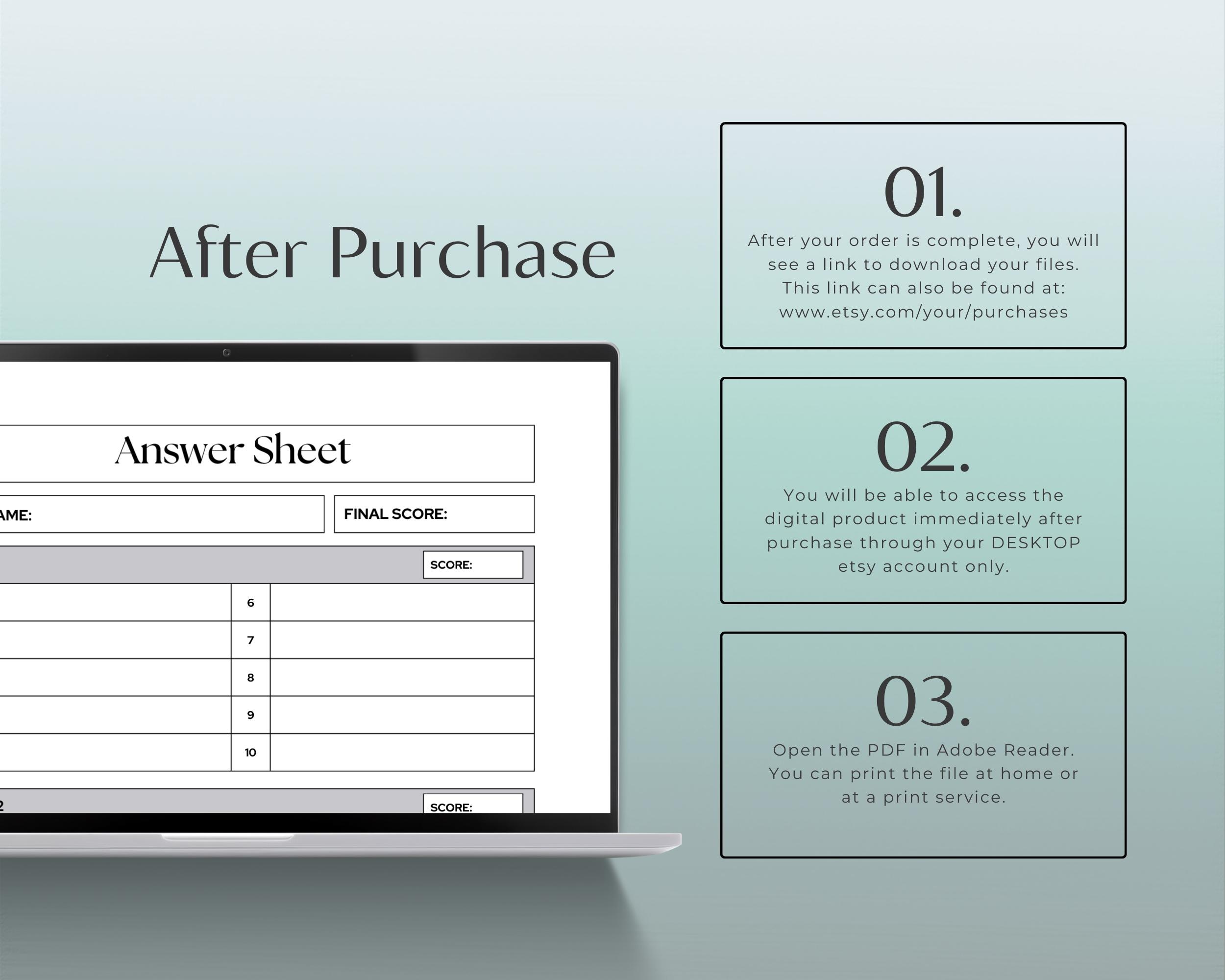 Trivia Night Answer Sheet, 5 Rounds 10 Questions, Downloadable PDF ...