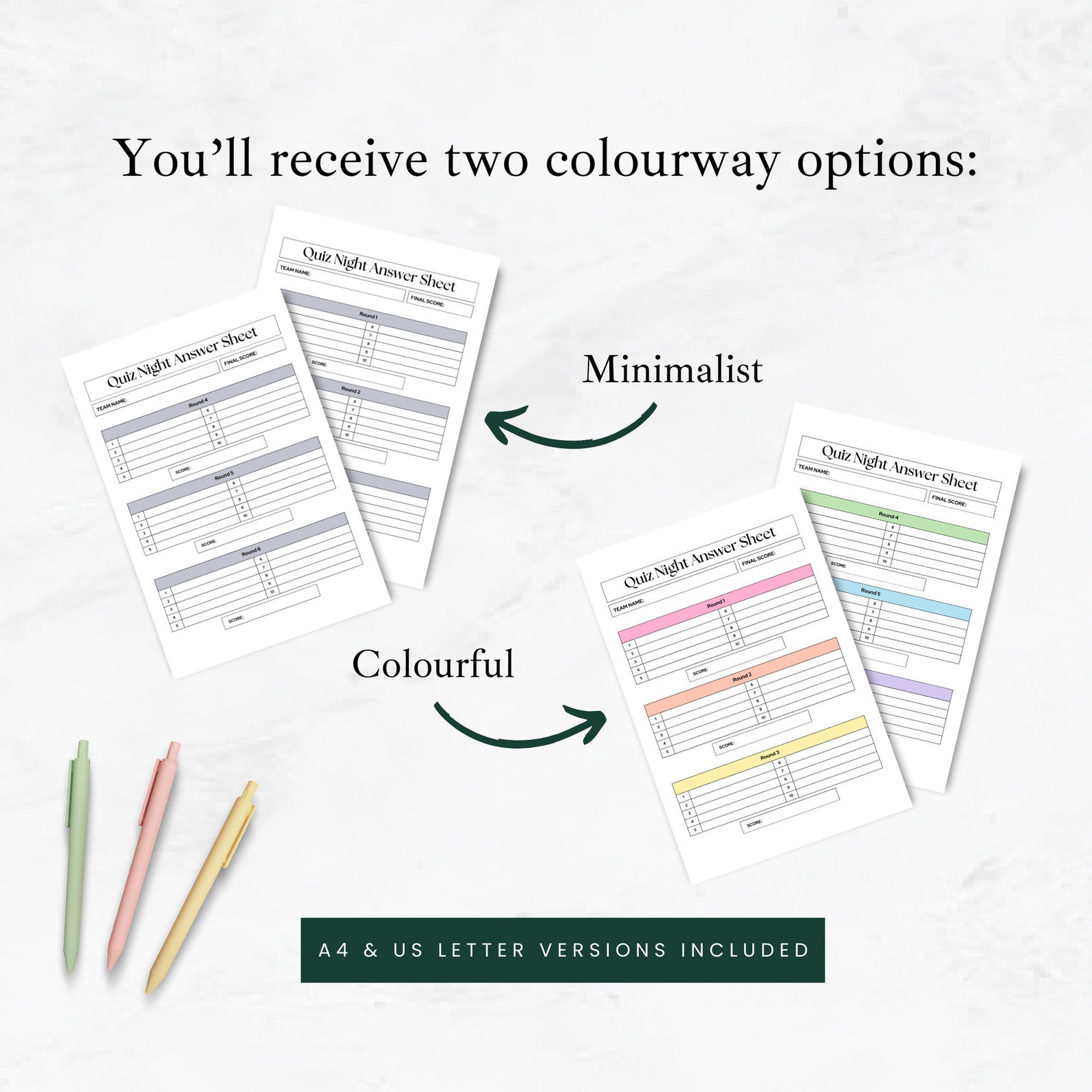 Trivia Night Answer Sheet, Printable Pub Quiz Sheets, 3-6 Rounds, Games ...