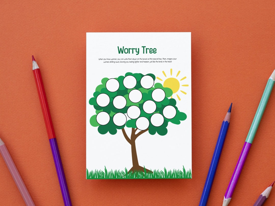 Worry Worksheet for Kids, Printable Worry Tree, Therapy Games, Anxiety ...
