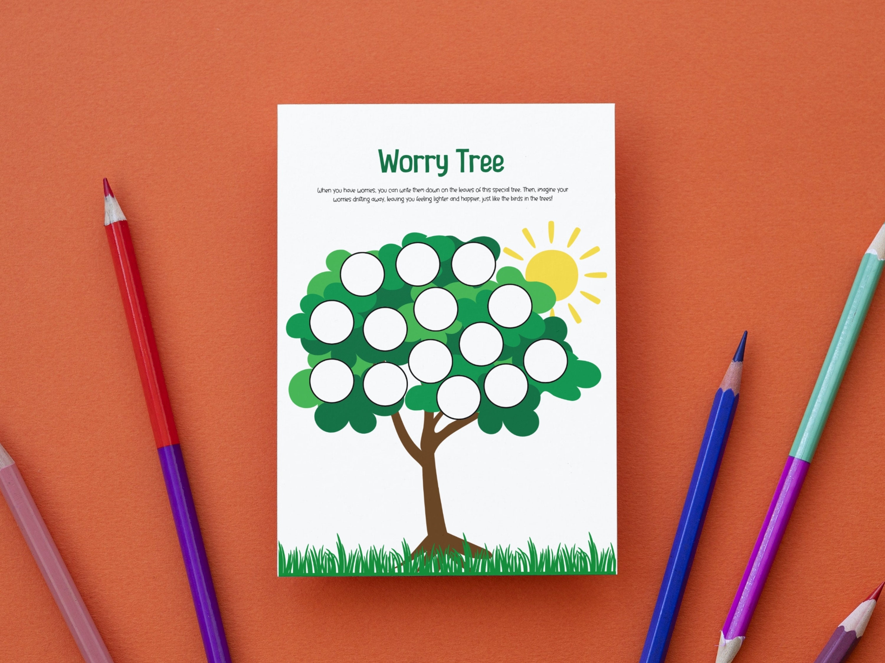 Worry Worksheet for Kids, Printable Worry Tree, Therapy Games, Anxiety ...