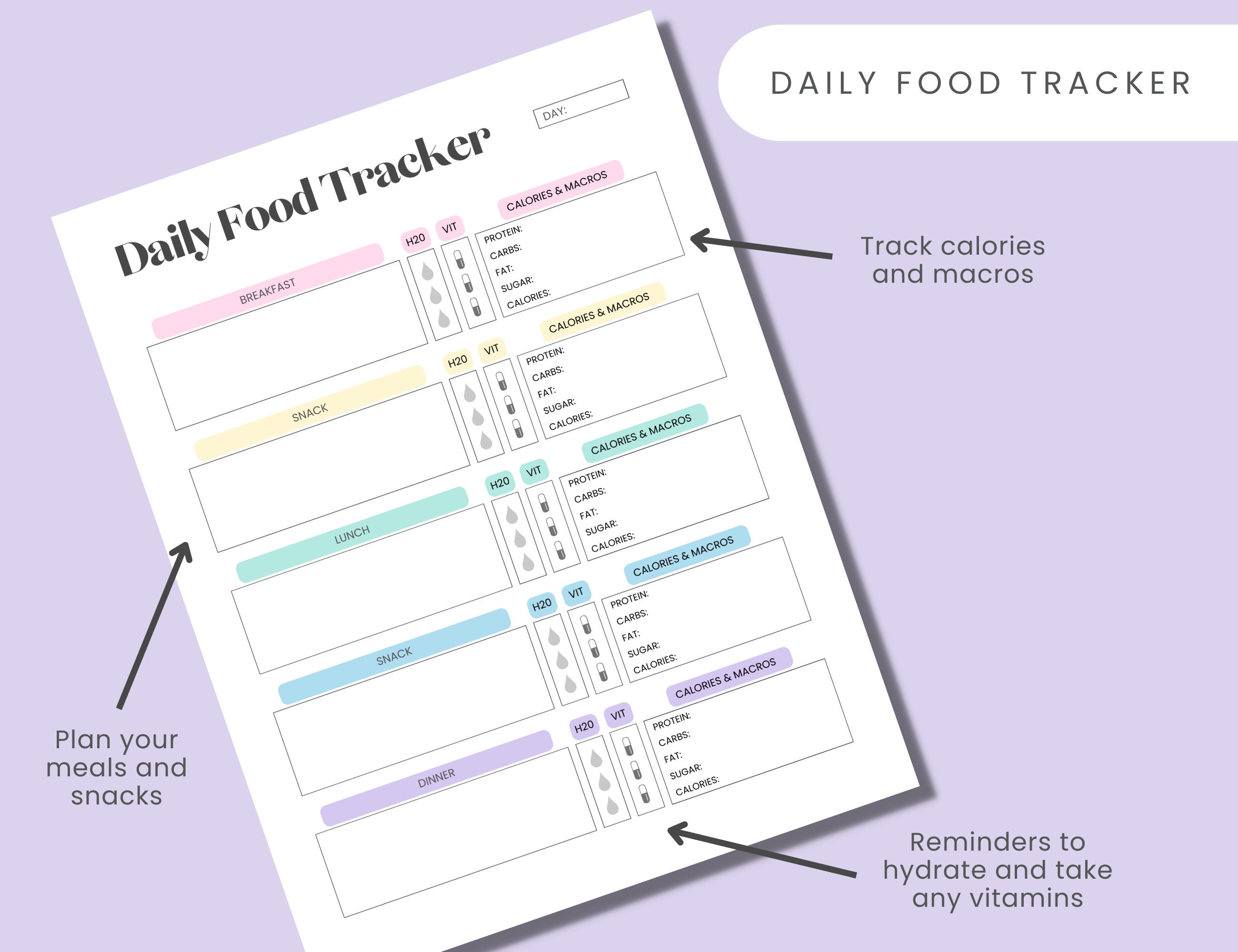 Printable Food Diary Bundle Daily Food Journal Calorie and - Etsy