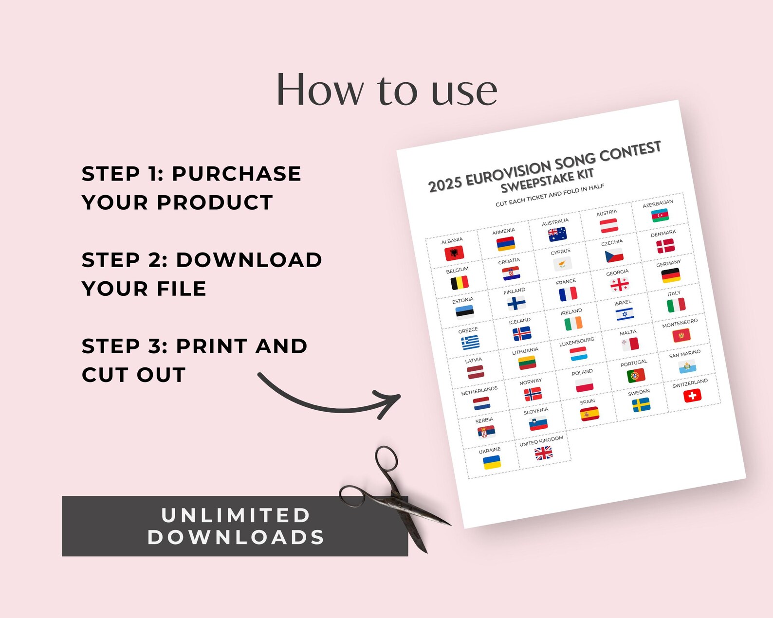 2025 Eurovision Song Contest, Printable Sweepstake Kit, Eurovision ...
